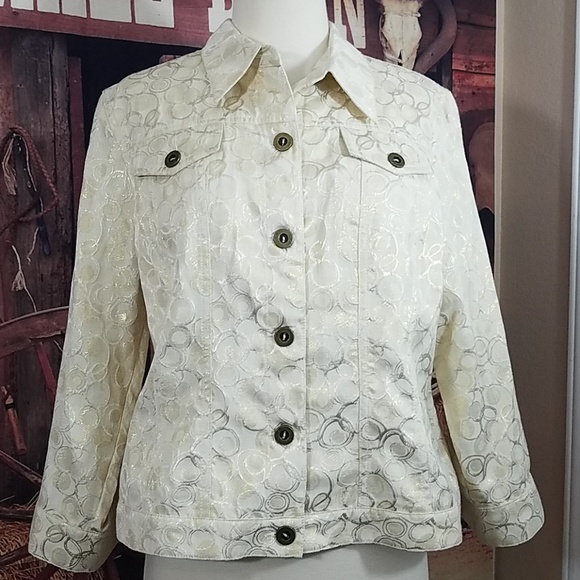 Ruby Rd. | Jackets & Coats | Ruby Rd Ivory And Gold Button Up Jacket ...